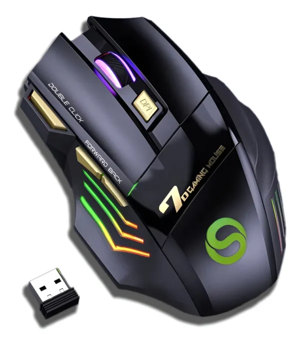 Mouse Gamer Sem Fio Shinka Recarregável Ergonômico RGB Preto 3200 DPI ...